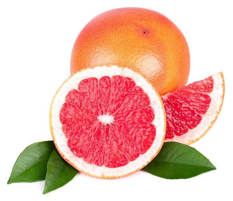 Pink Grapefruit and Slices Isolated on White Background. Fresh ...