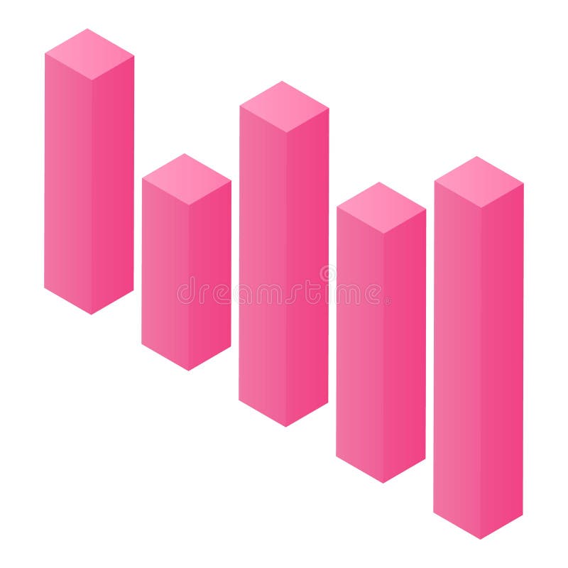 Pink Graph Icon, Isometric Style Stock Vector - Illustration of design ...
