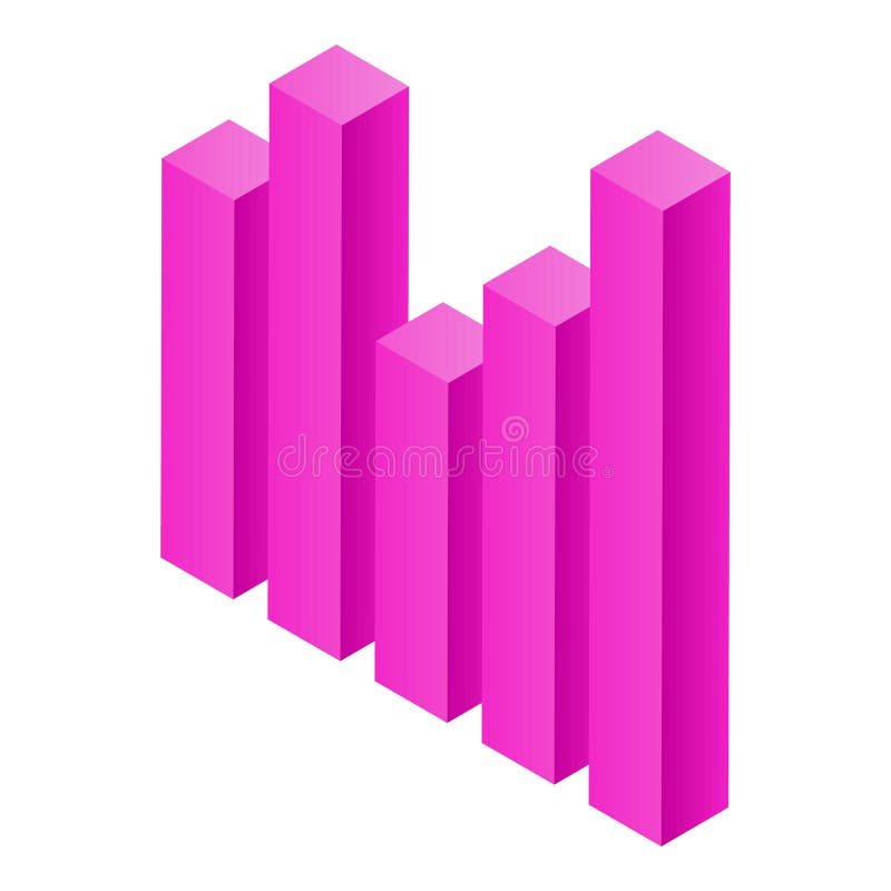 Pink Graph Icon, Isometric Style Stock Vector - Illustration of design ...
