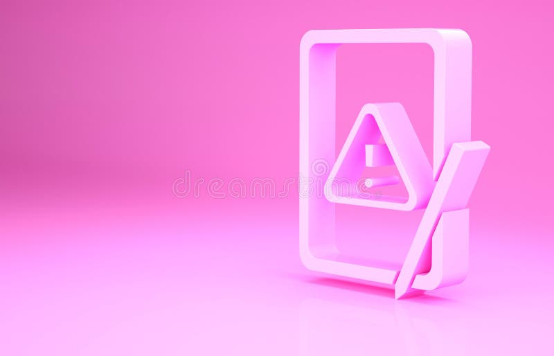 Pink Exclamation Mark in Triangle Icon Isolated on Blue Background ...