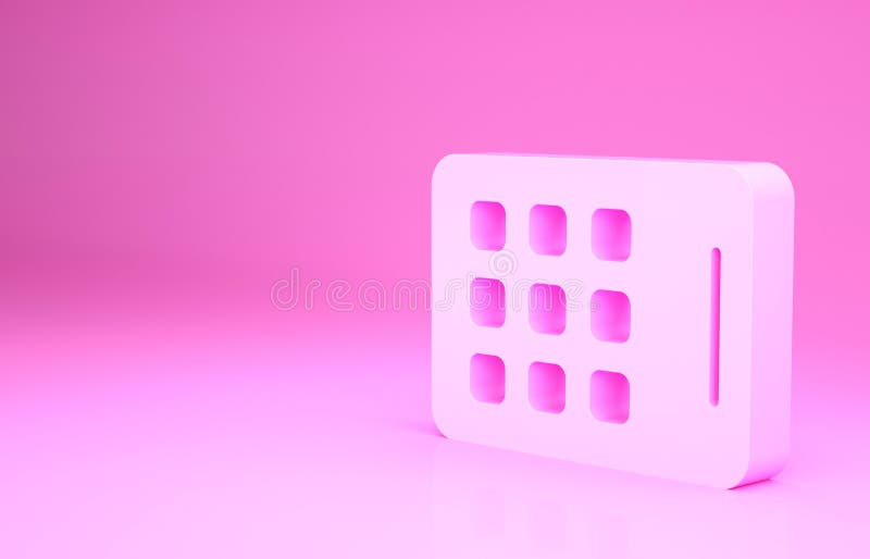 Pink Graphic Tablet Icon Isolated on Pink Background. Minimalism ...