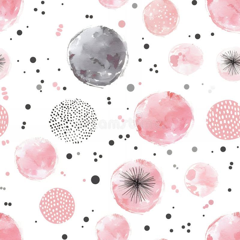 Pink and Gray Abstract Watercolor Seamless Pattern Stock Illustration ...