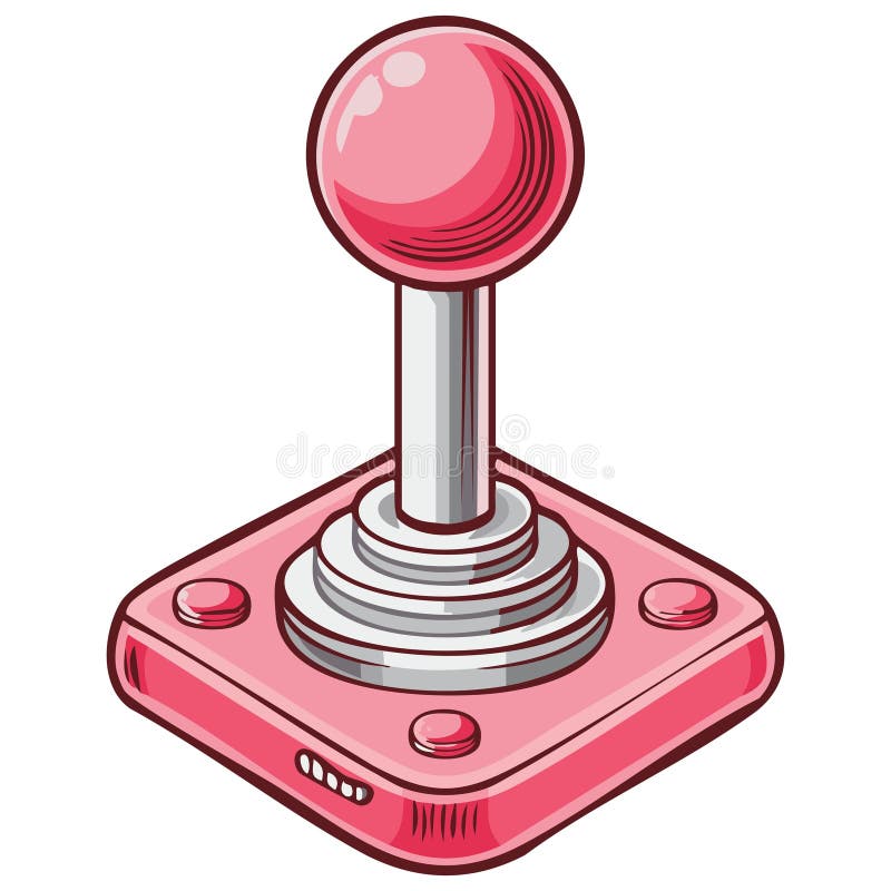 Pink and Gray Joystick Design for Gaming or Control Panels Illustration ...