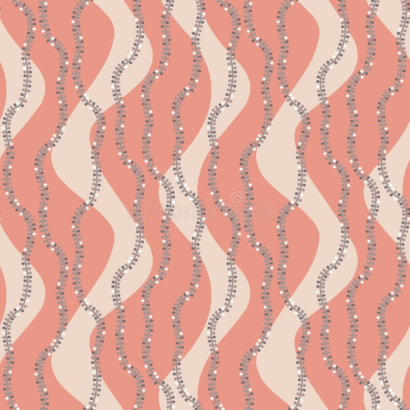 Pink Gray Pastel Stylish Background Seamless Pattern, Wavy Seaweed ...