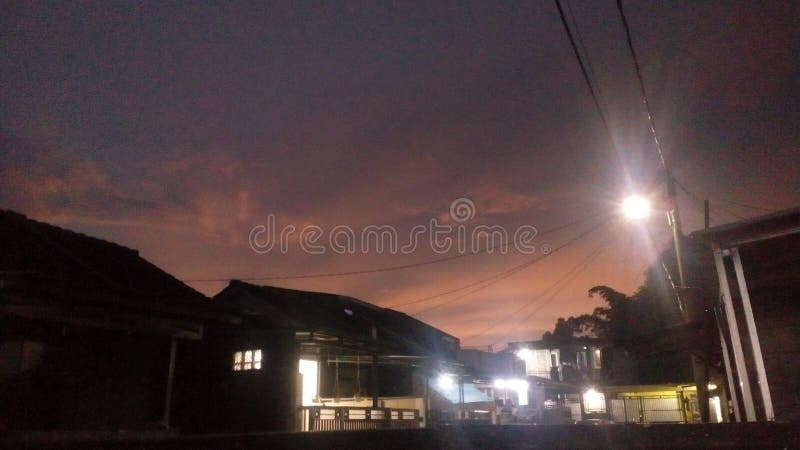 Pink and Gray Sunset in the Sky of the Housing Complex Stock Photo ...