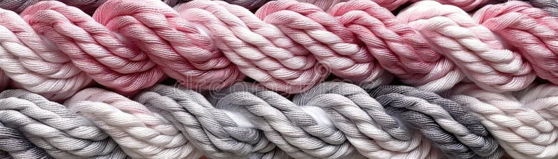 Pink Gray White Close Up Very Detailed Pattern of Ropes Panoramic ...
