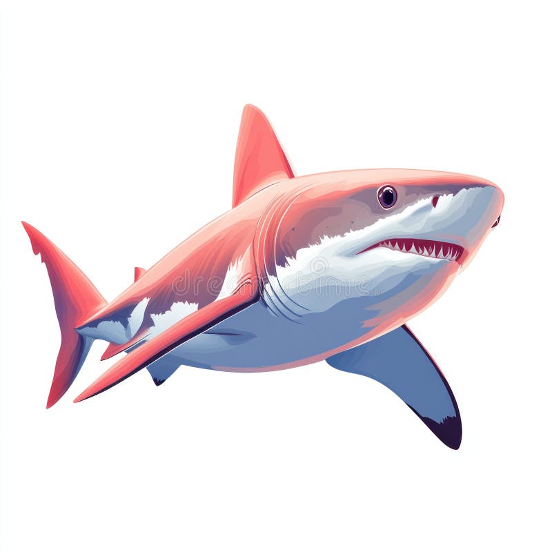 Pink Great White Shark in Ocean, Isolated Stock Image - Image of water ...