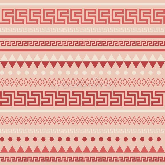 Pink Greek Pattern, Meanders, Triangles and Circles in a Soft Tone ...