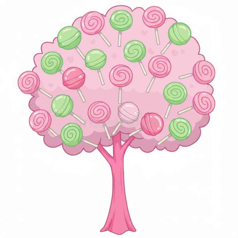 Pink and Green Lollipop Tree Illustration Stock Illustration ...