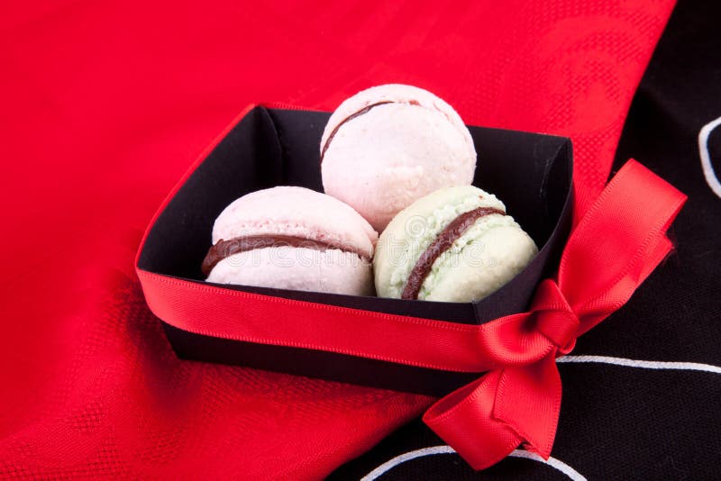 Pink and Green Macaroons in the Box Stock Image - Image of close ...