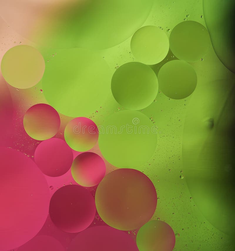 Pink, Green Oil Drops in the Water -abstract Background Stock Photo ...