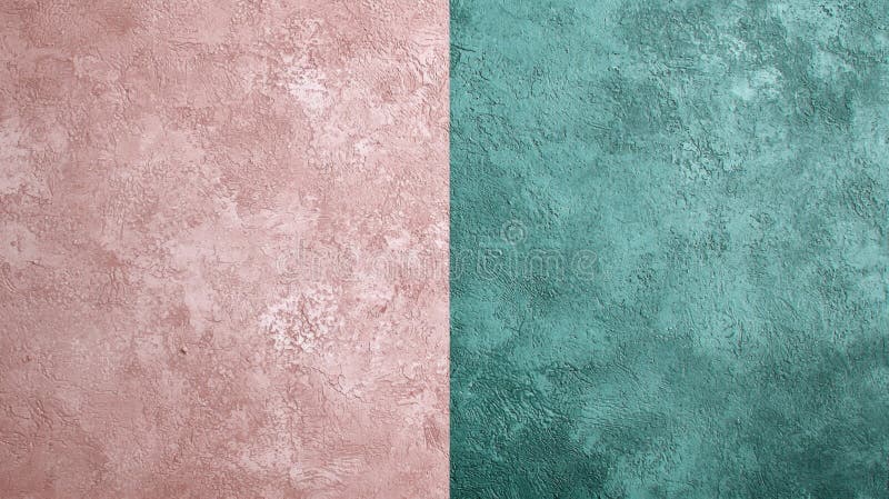 Pink and Green Pastel Colors Divide a Decorative Stucco Surface ...