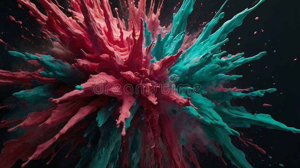 Pink and Green Powder Explosion Frozen Mid Air with Gritty Texture and ...