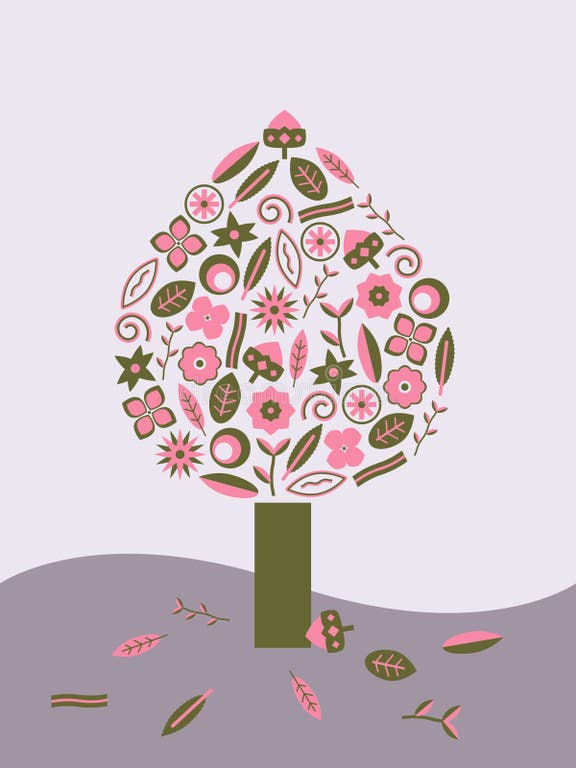 Pink and green tree stock vector. Illustration of icon - 3258426