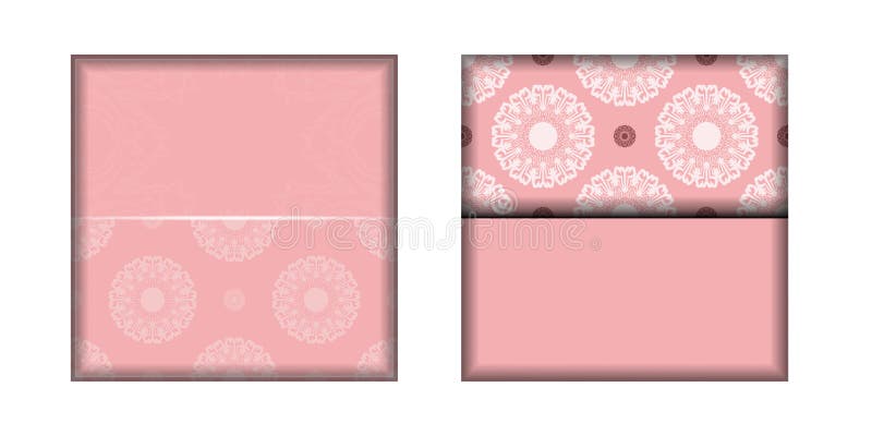 Pink Greeting Leaflet with Greek White Pattern Prepared for Typography ...