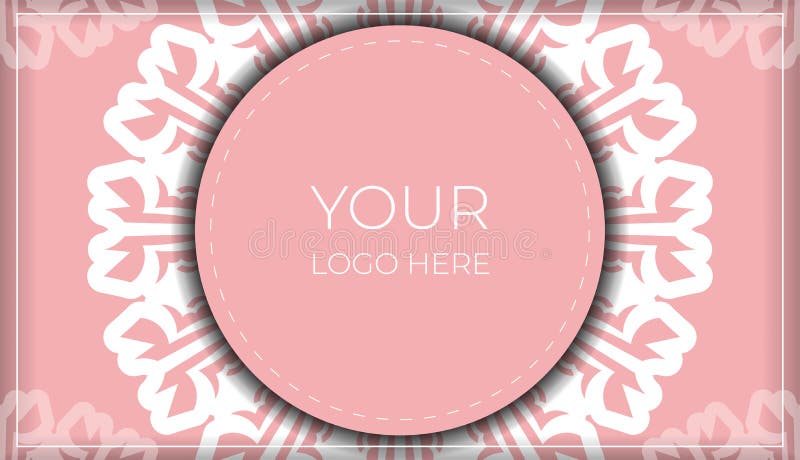 Pink Greeting Leaflet with Greek White Pattern for Your Congratulations ...