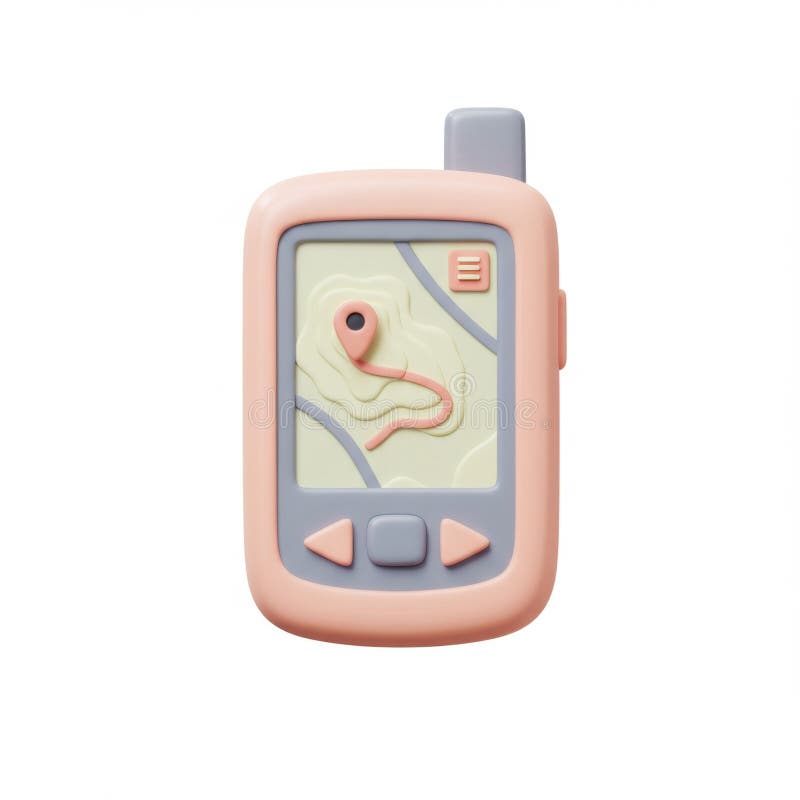 Pink and Grey 3D Rendered GPS Navigation Device Stock Illustration ...