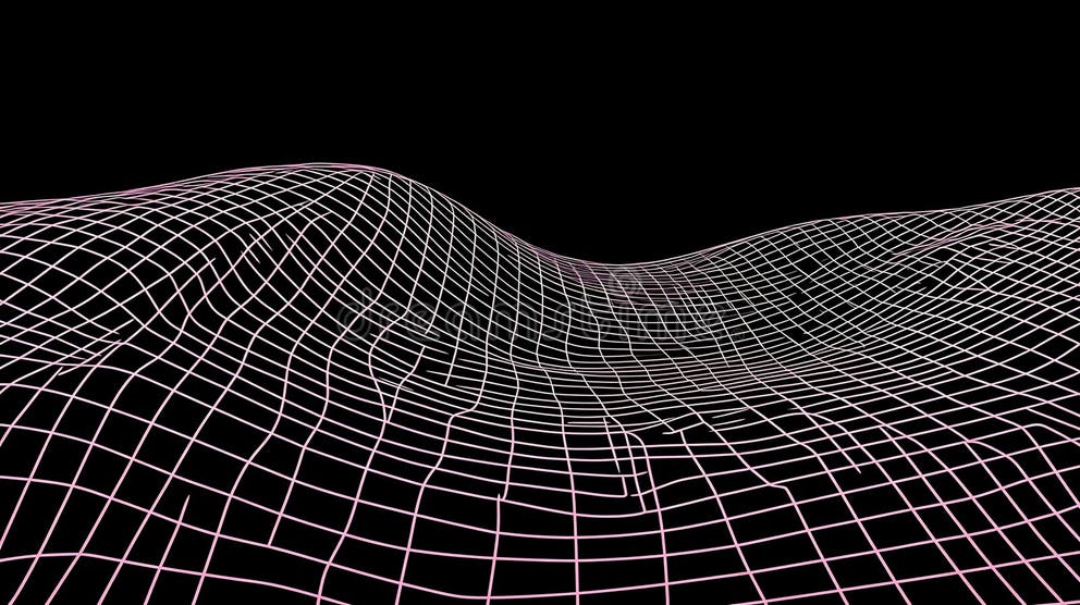 Pink Gridded Surface Abstract Wave Design Stock Illustration ...