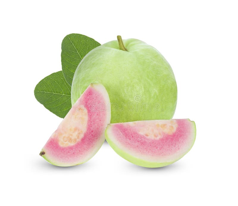 Pink Guava Fruit Top View on White Background Stock Photo - Image of ...