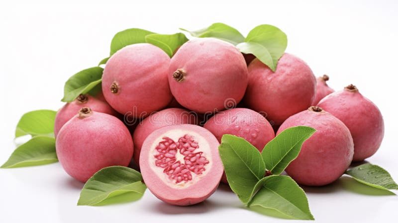 Pink Guava Isolated on White Background Stock Illustration ...