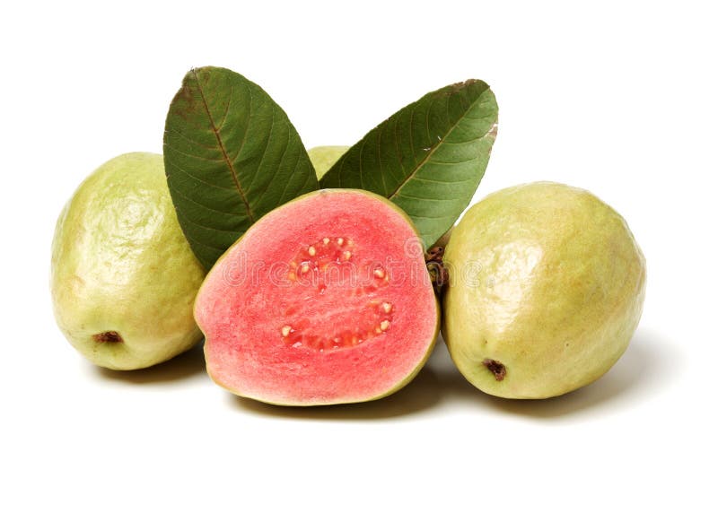 Pink Guava Isolated On White Background Stock Image - Image of green ...