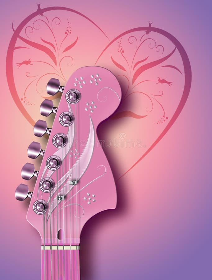 Pink guitar stock vector. Illustration of music, popular - 12356935