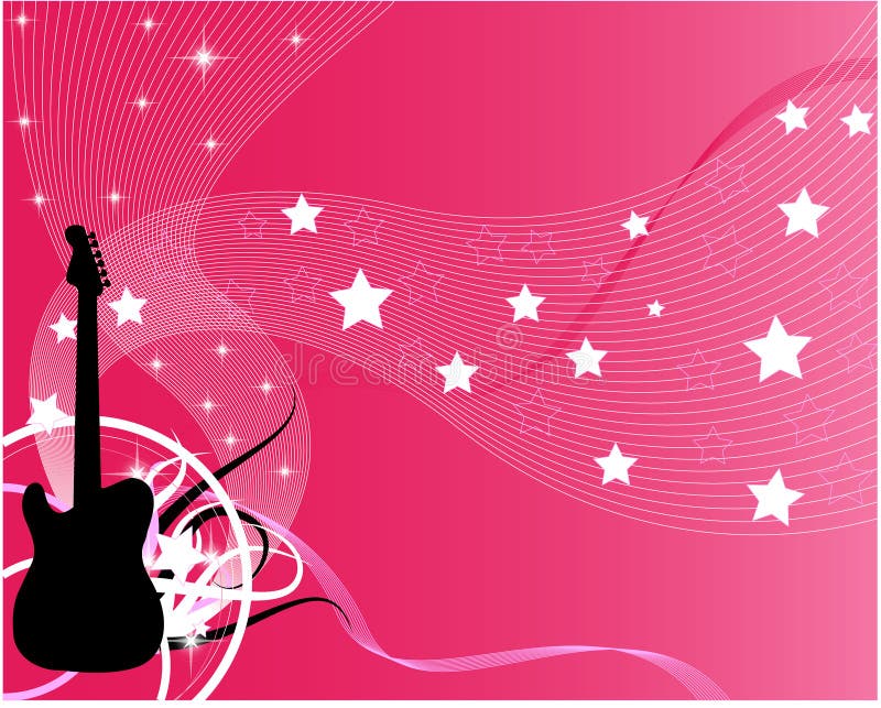 Pink guitar stock vector. Illustration of music, popular - 12356935