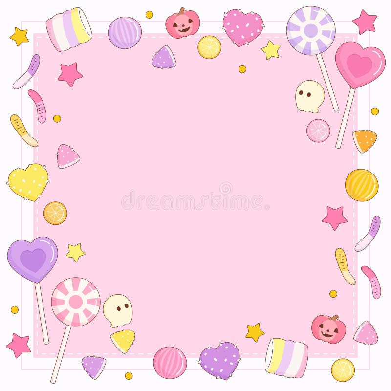 Pink Halloween Candy Party Frame 1 Stock Illustration - Illustration of ...