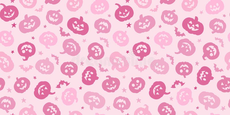 Pink Halloween Pumpkin Vector Pattern, Seamless Repeating Vector ...