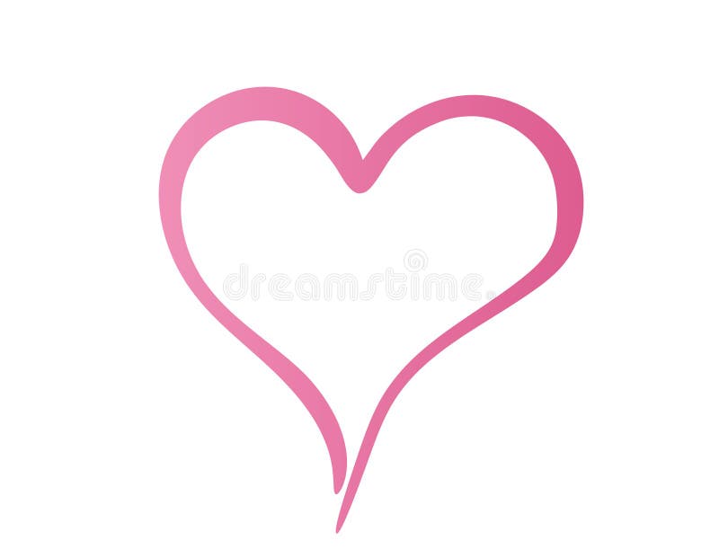 Pink Hand Drawn Heart. Love, Romantic and Valentines Design. Isolated ...