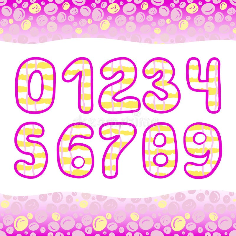 Pink Hand Drawn numbers stock vector. Illustration of drawn - 75739372