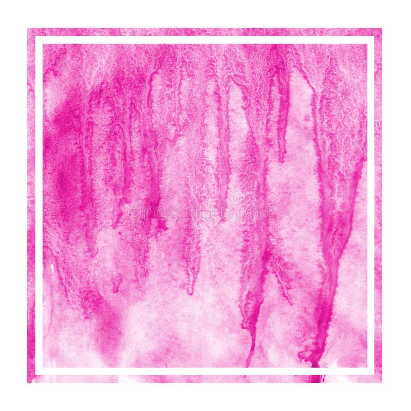 Pink Hand Drawn Watercolor Rectangular Frame Background Texture with Stains Stock Photo - Image ...
