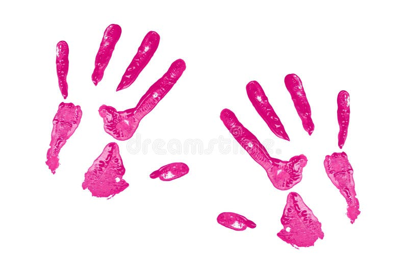Pink hand print stock image. Image of paint, isolated - 6711805