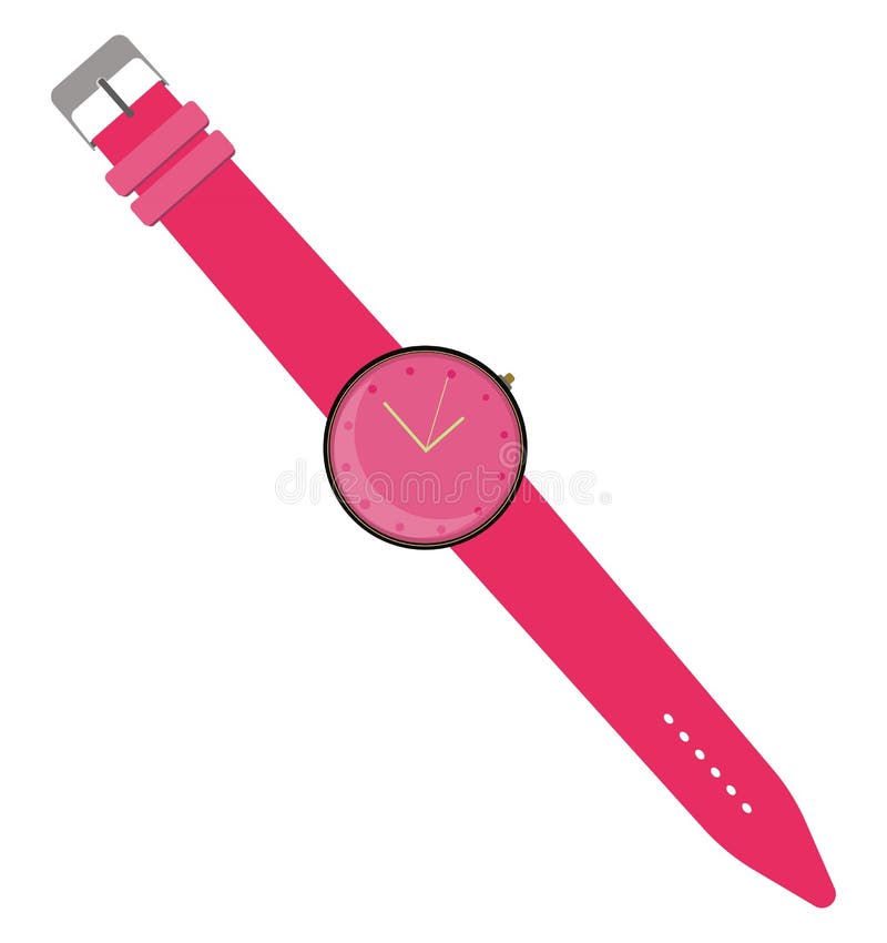 Pink hand watch, icon stock vector. Illustration of business - 261376155