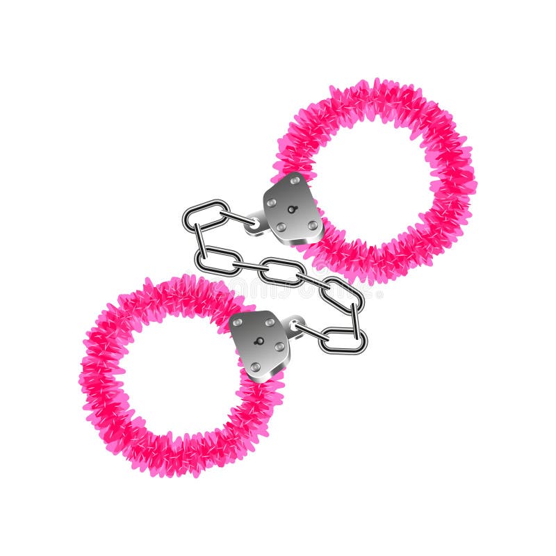 Pink Handcuffs on White Vector Stock Vector - Illustration of fluffy ...