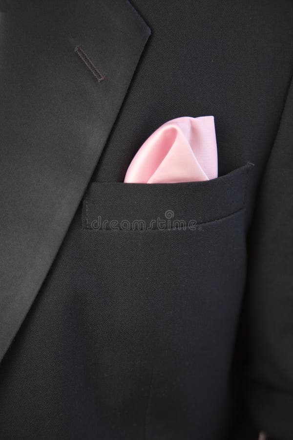 Pink Handkerchief in Black Suit Pocket Stock Image - Image of fine ...