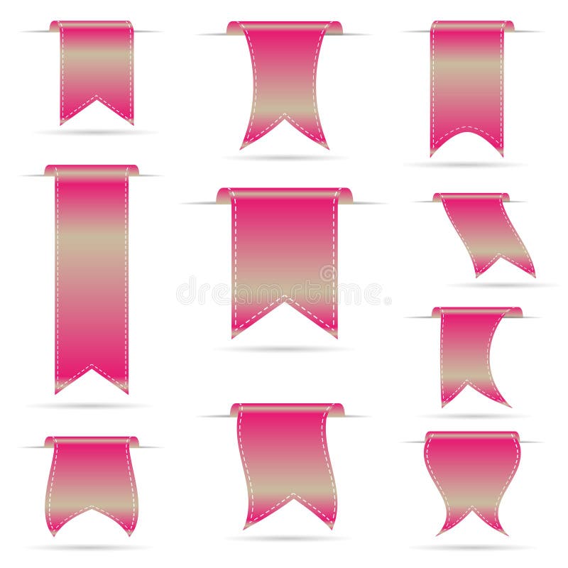 Pink Hanging Curved Ribbon Banners Set Eps10 Stock Vector ...