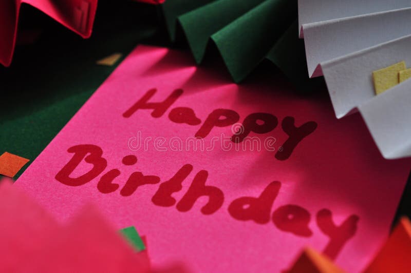 Pink Happy Birthday Congratulation Card Stock Image - Image of ...