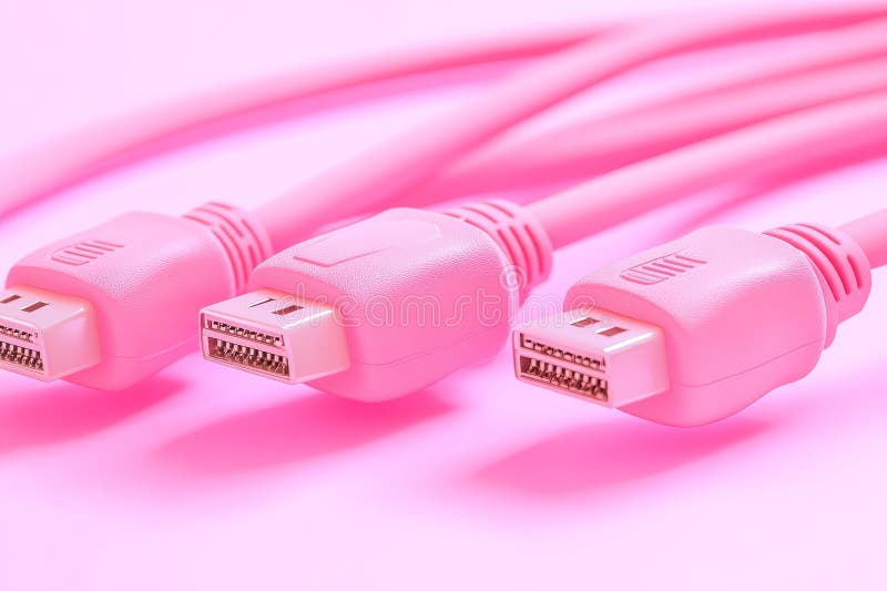 Pink HDMI Cables with Glowing Tips Symbolizing Secure Data Transfer ...