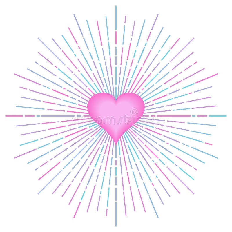 Pink Heart and Abstract Sun Light Rays. Stock Vector - Illustration of ...