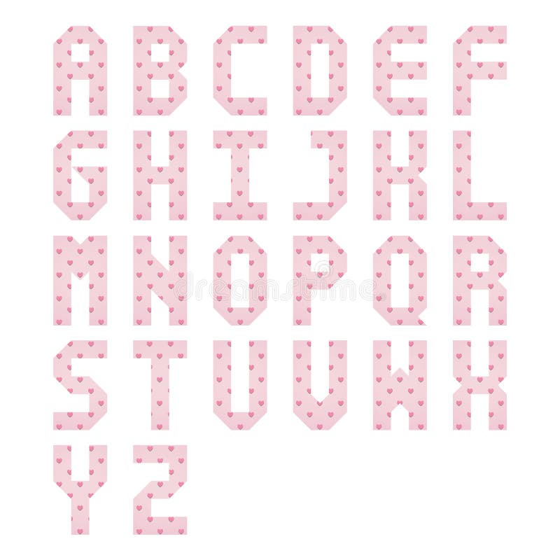 Pink Heart Alphabet Letters1 Stock Vector - Illustration of character ...