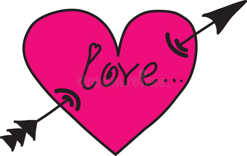 Pink heart with an arrow stock vector. Illustration of sharp - 24014297