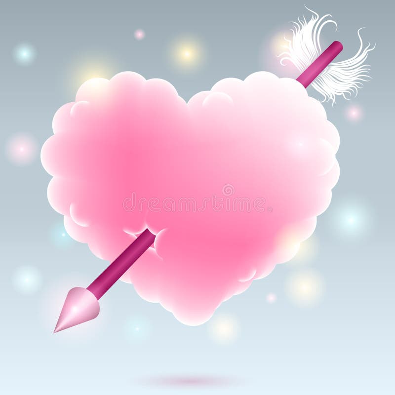 Pink heart with arrow stock vector. Illustration of drawing - 28113329