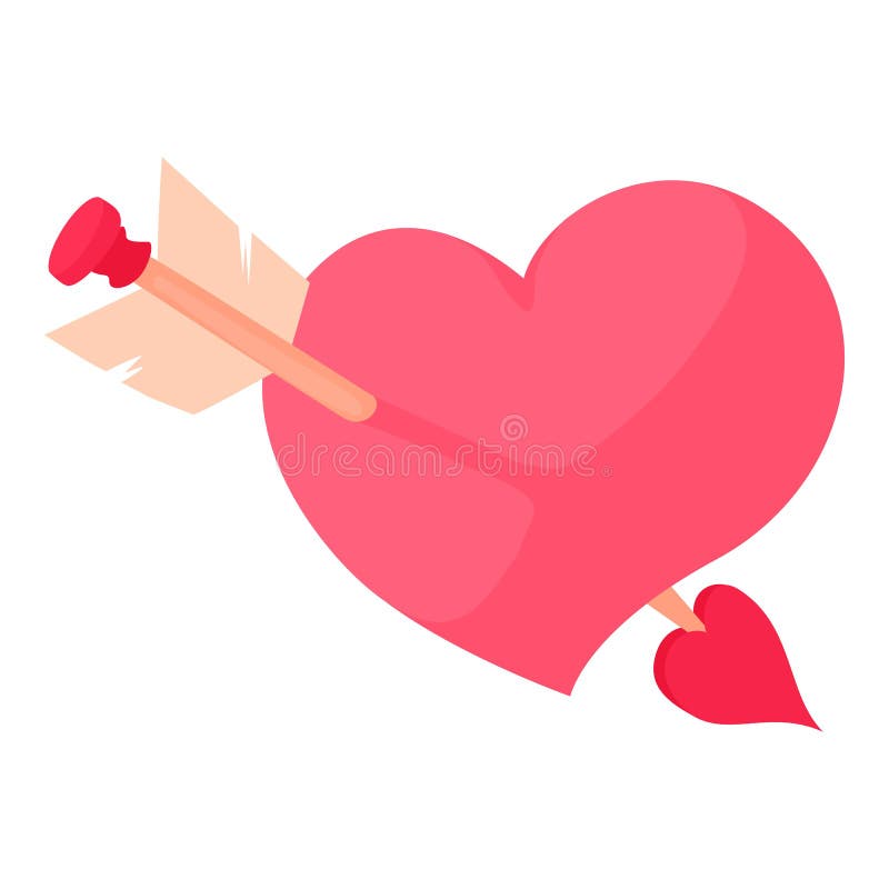 Pink Heart with Arrow Icon, Cartoon Style Stock Vector - Illustration ...