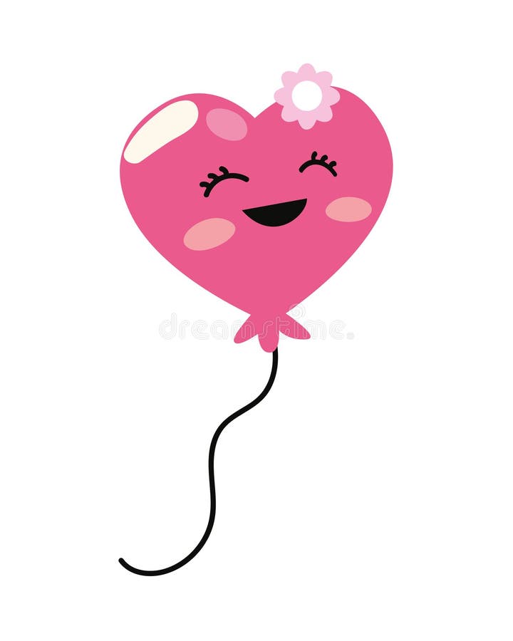 Pink Heart Balloon Icon stock vector. Illustration of smiley - 360505390