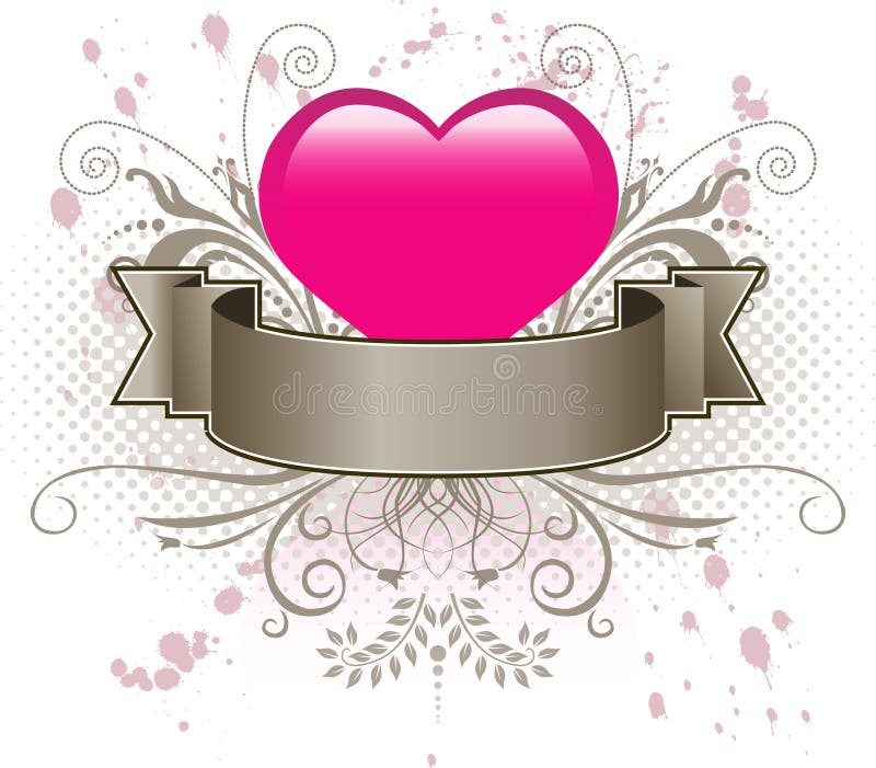 Heart with banner stock vector. Illustration of creative - 12403323