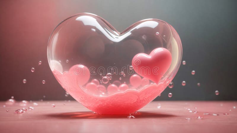 Pink Heart Bubbles with Water Drops, Love Valentine Concept Stock ...