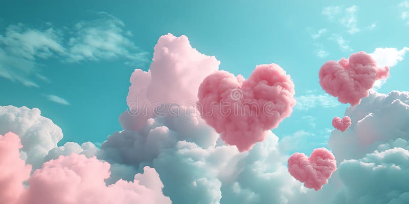 Pink Heart Clouds in a Blue Sky a Dreamy Background Image Stock Photo - Image of heart, charming ...