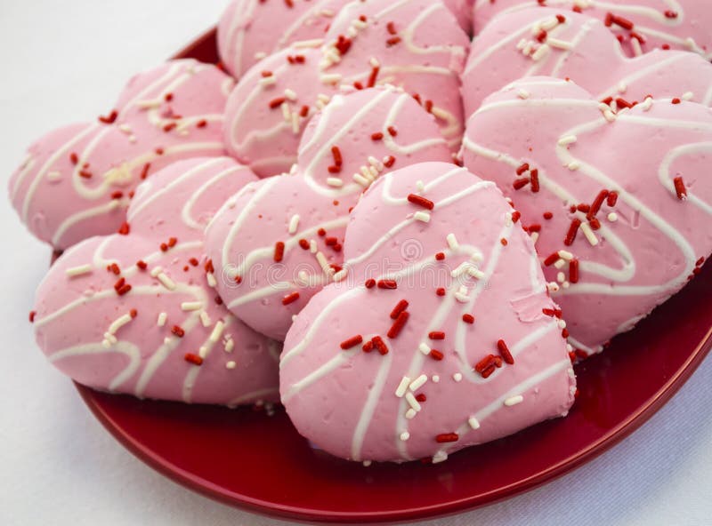 Pink Heart Cookies stock photo. Image of sprinkles, baked - 29330114