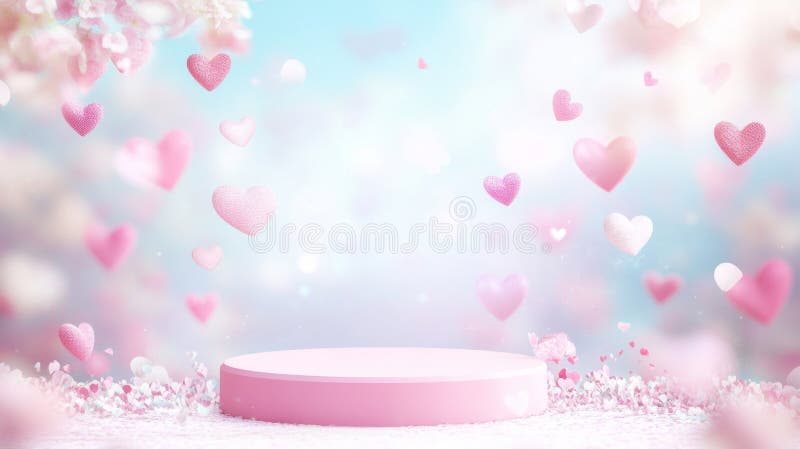 Pink Heart Decorations with Platform for Romantic Display Stock ...